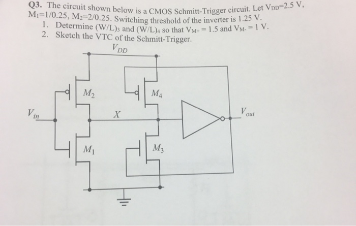 The circuit shown below is a CMOS Schmitt-Trigger | Chegg.com