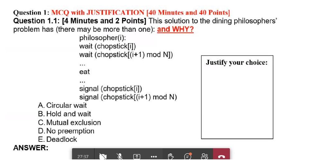 Solved This solution to the dining philosophers' problem has | Chegg.com