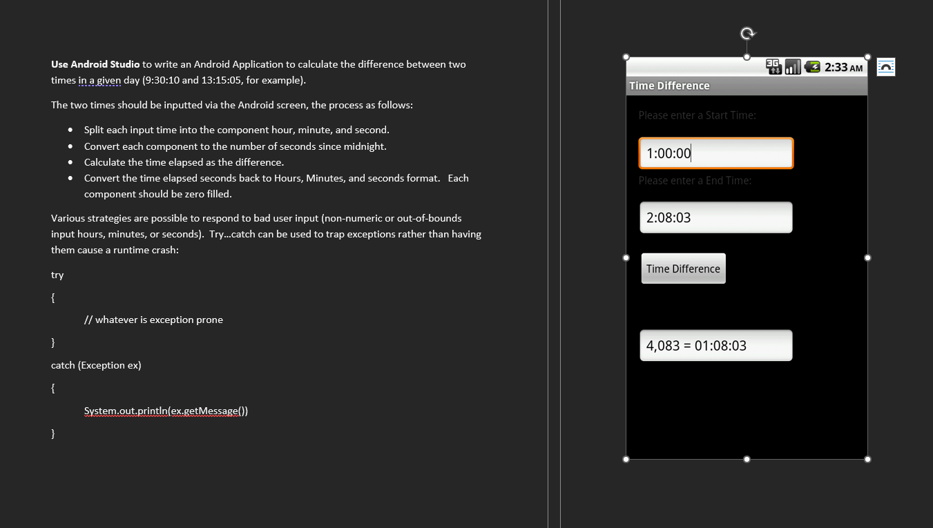 Solved Use Android Studio to write an Android Application to | Chegg.com