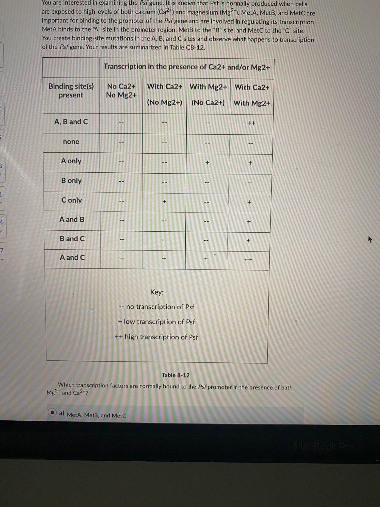 Solved 1 4 7 You are interested in examining the Psf gene. | Chegg.com