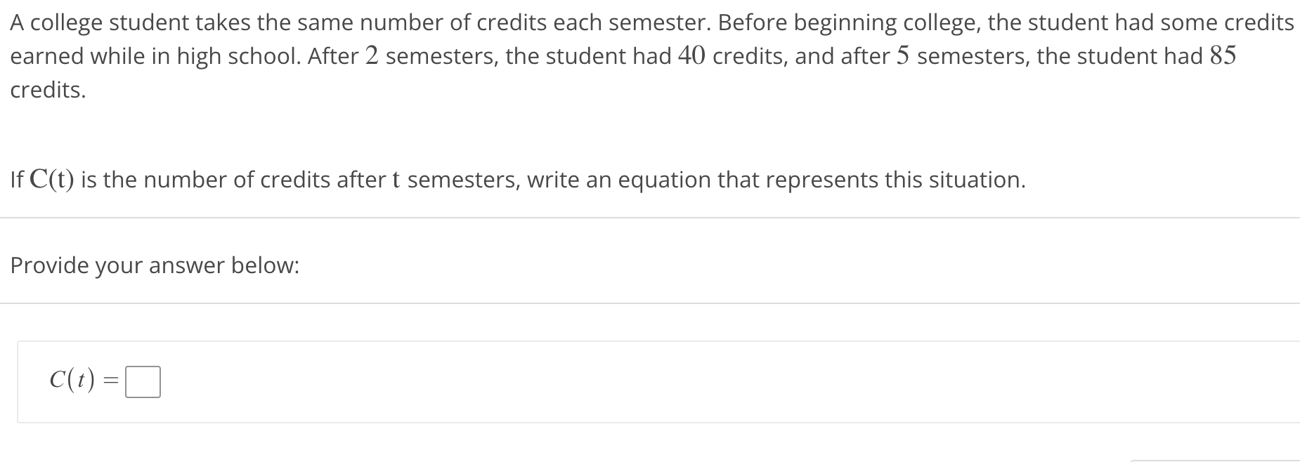 Solved A college student takes the same number of credits | Chegg.com