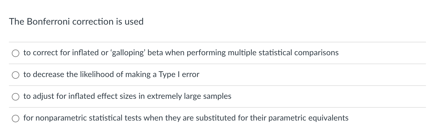 Solved The Bonferroni correction is used to correct for | Chegg.com