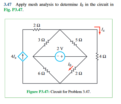 Solved 3.47 Apply mesh analysis to determine I0 in the | Chegg.com