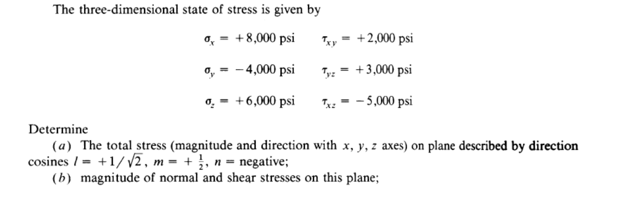 Solved The three-dimensional state of stress is given by | Chegg.com