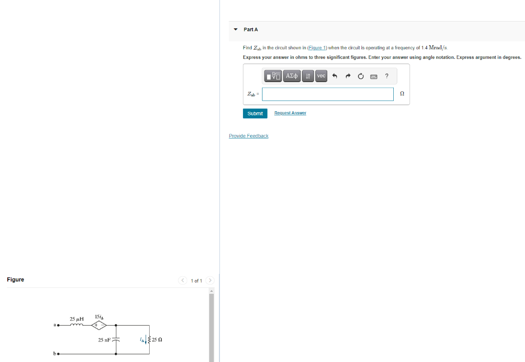 Solved Find Zsb in the circuit shown in (Figure 1) when the | Chegg.com