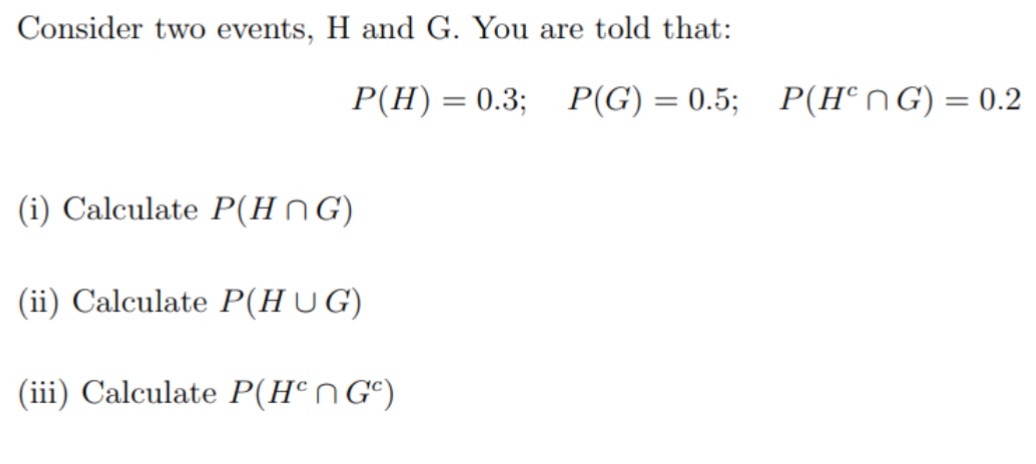 Solved Consider two events, H and G. You are told that: | Chegg.com