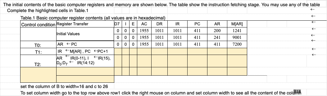 The initial contents of the basic computer registers | Chegg.com