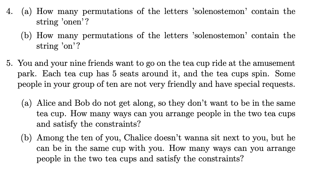 Solved 4. (a) How many permutations of the letters | Chegg.com
