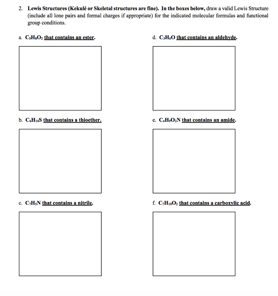 Solved 2. Lewis Structures (Kekulé or Skeletal structures | Chegg.com