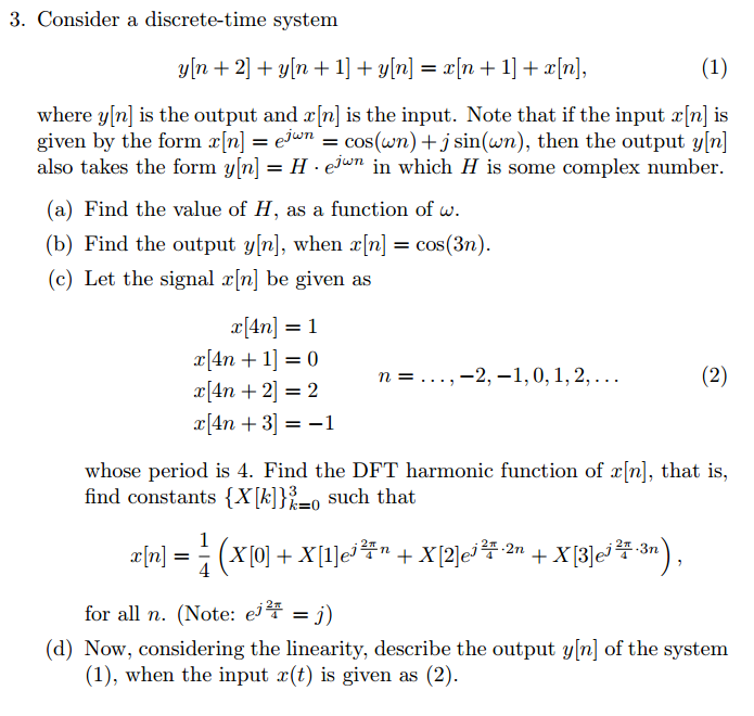 Solved 3. Consider a discrete-time system | Chegg.com