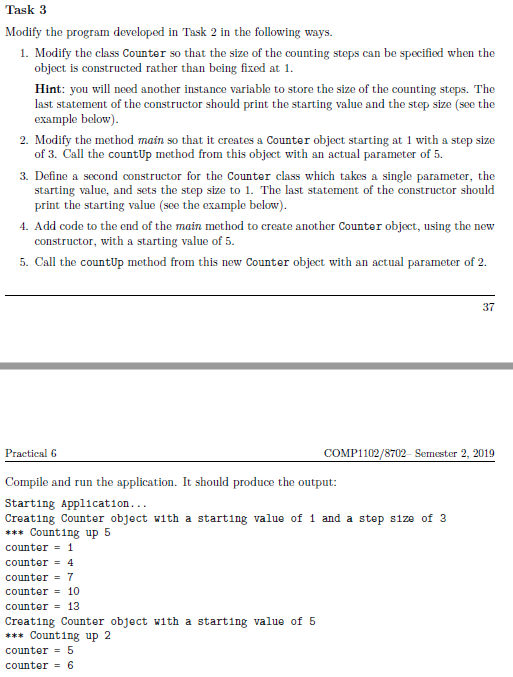 Solved Task 1 1. Counter objects can print sequences of | Chegg.com
