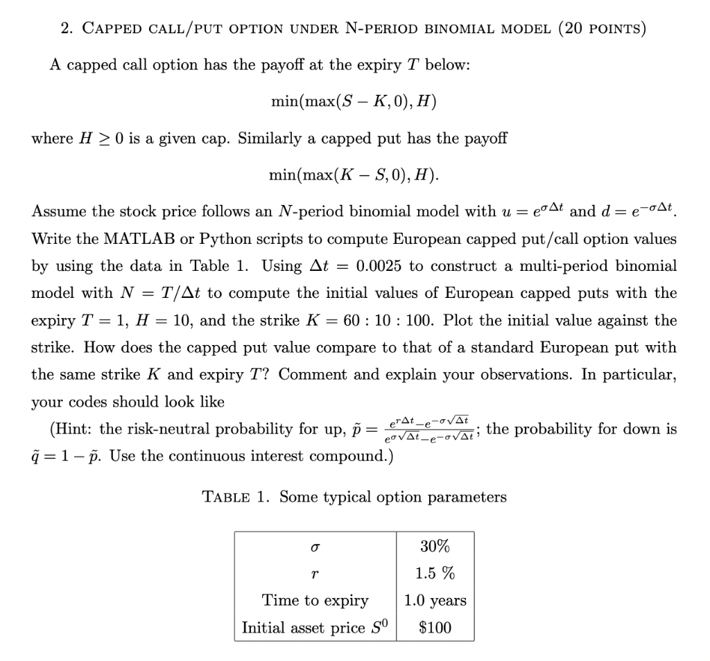 2 Capped Call Put Option Under N Period Binomial