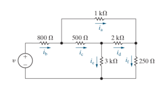 Solved Find ia, ib, ic, id, ie, and if. Take v=72V Find the | Chegg.com