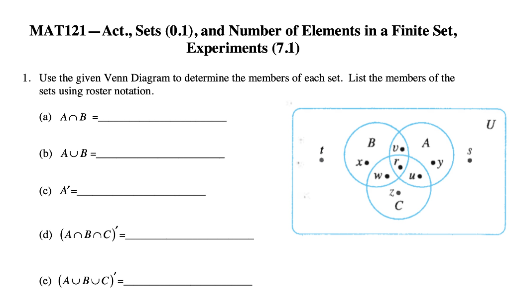 Solved MAT121-Act., Sets (0.1), and Number of Elements in a | Chegg.com