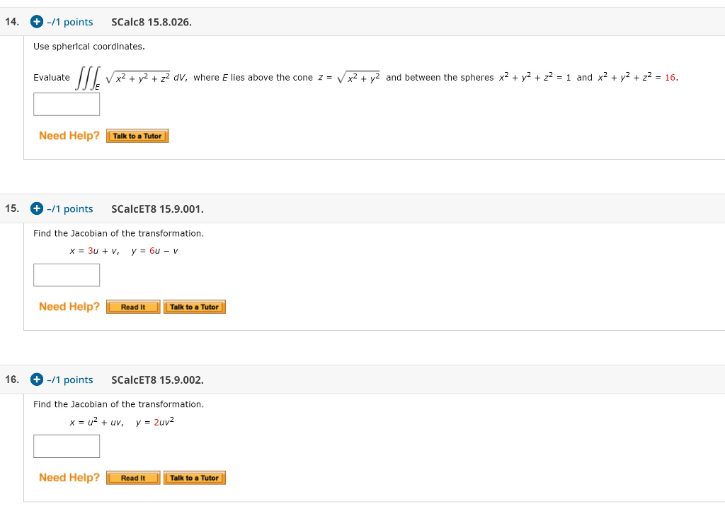 Solved 1. -/2 points SCalcET8 15.7.501.XP. Change from | Chegg.com