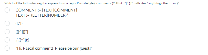 Solved Which of the following regular expressions accepts | Chegg.com