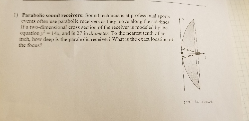 Solved 1) Parabolic sound receivers: Sound technicians at | Chegg.com