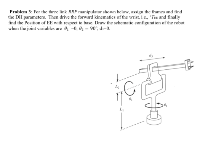 Solved Problem 3: For the three link RRP manipulator shown | Chegg.com
