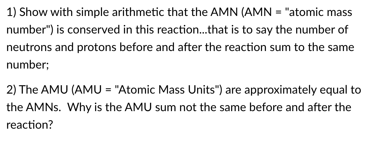 Solved 1) Show with simple arithmetic that the AMN (AMN = | Chegg.com