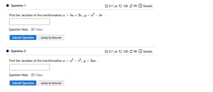 Solved Find the Jacobian of the transformation | Chegg.com