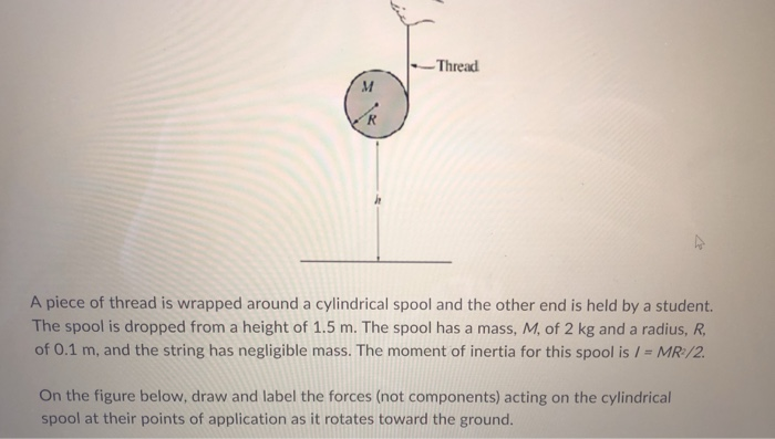 Solved A piece of thread is wrapped around a cylindrical | Chegg.com