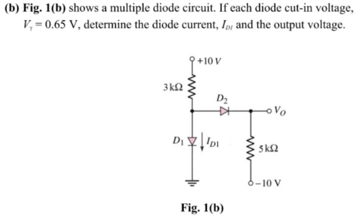 Solved (b) Fig. 1(b) shows a multiple diode circuit. If each | Chegg.com