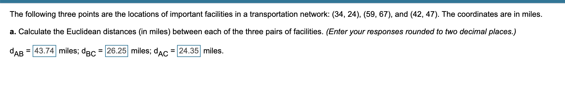 Solved The following three points are the locations of | Chegg.com