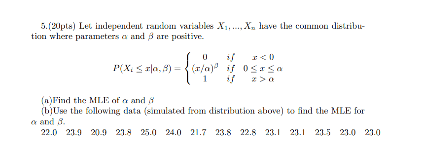 Solved 5.(20pts) Let independent random variables X₁,..., XÃ | Chegg.com
