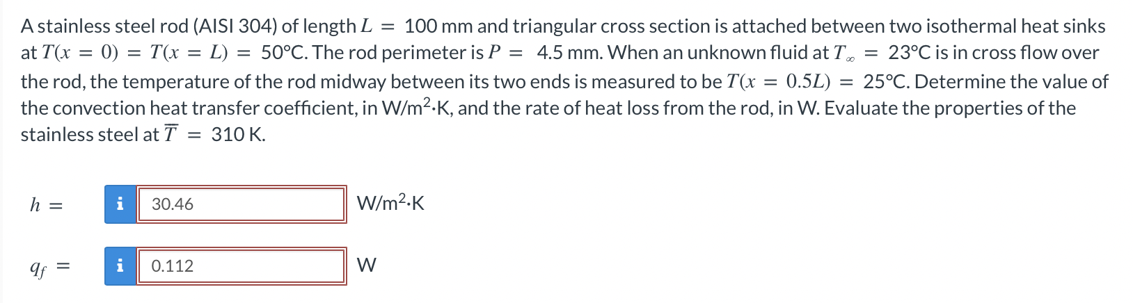 Solved A stainless steel rod (AISI 304) of length L=100 mm | Chegg.com