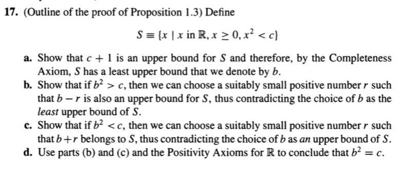 Solved 17. (Outline of the proof of Proposition 1.3) Define | Chegg.com