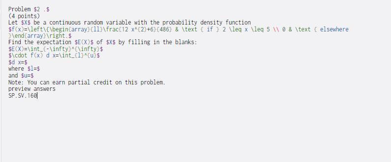 Solved Problem $2$ (4 points) Let sxs be a continuous random | Chegg.com