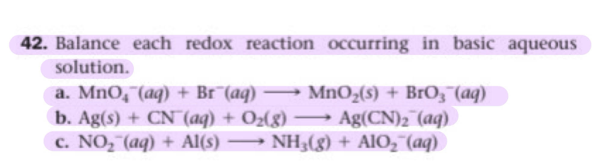 Solved Balance each redox reaction occurring in ﻿basic | Chegg.com