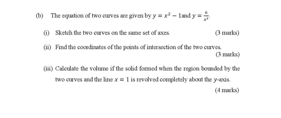 Solved (b) The equation of two curves are given by y = x2 – | Chegg.com