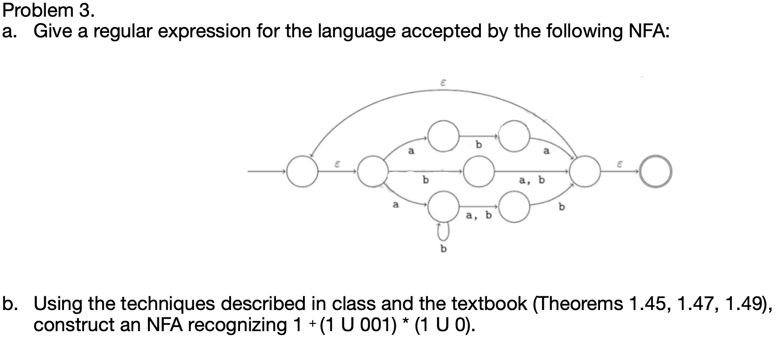 Problem 3. a. Give a regular expression for the | Chegg.com