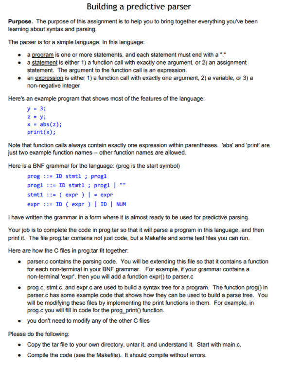 Solved Modify the BNF grammar for the language that is | Chegg.com
