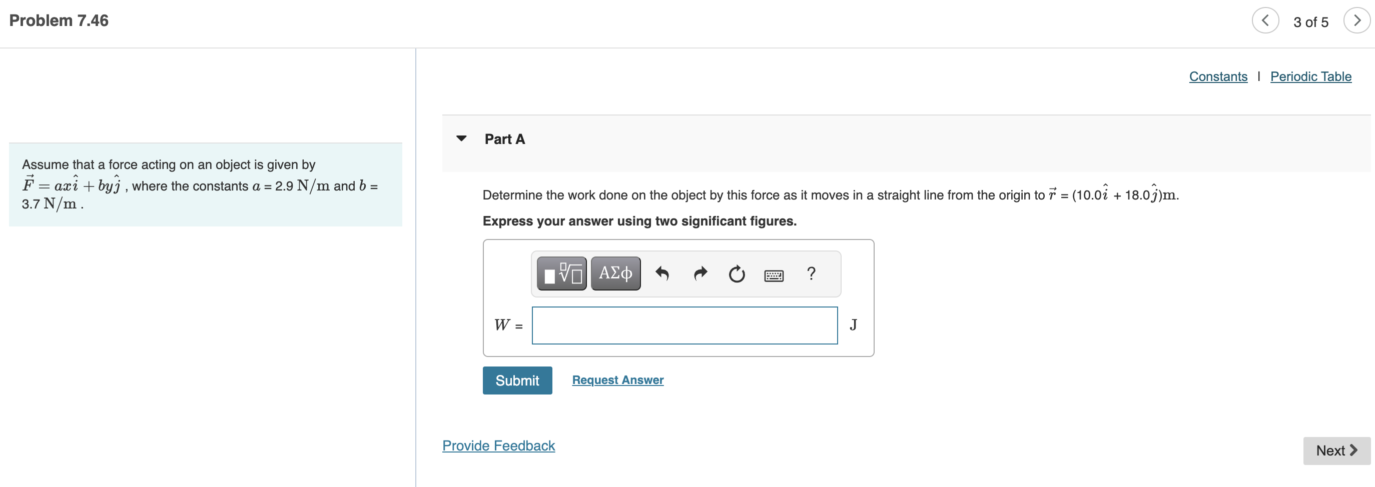 Solved Assume That A Force Acting On An Object Is Given By