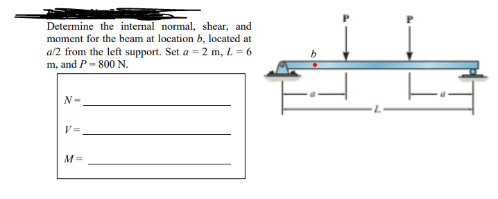Solved Determine the internal normal, shear, and moment for | Chegg.com