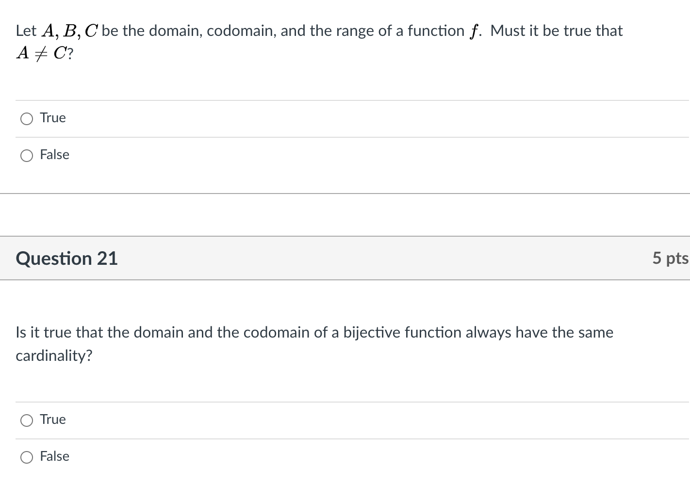 Solved Let A, B, C be the domain, codomain, and the range of | Chegg.com