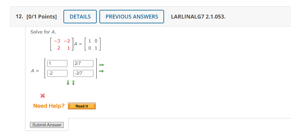 Solved 15. [-19 Points] DETAILS LARLINALG7 2.1.083. Perform | Chegg.com