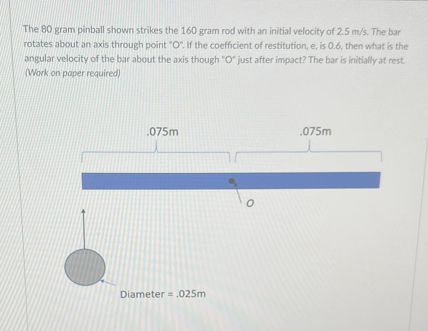 Solved The 80 gram pinball shown strikes the 160 gram rod | Chegg.com
