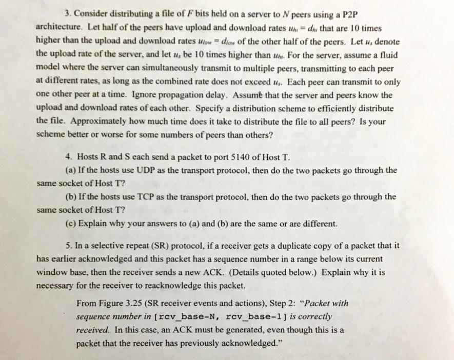 Solved 3 Consider Distributing A File Of F Bits Held On A 0865