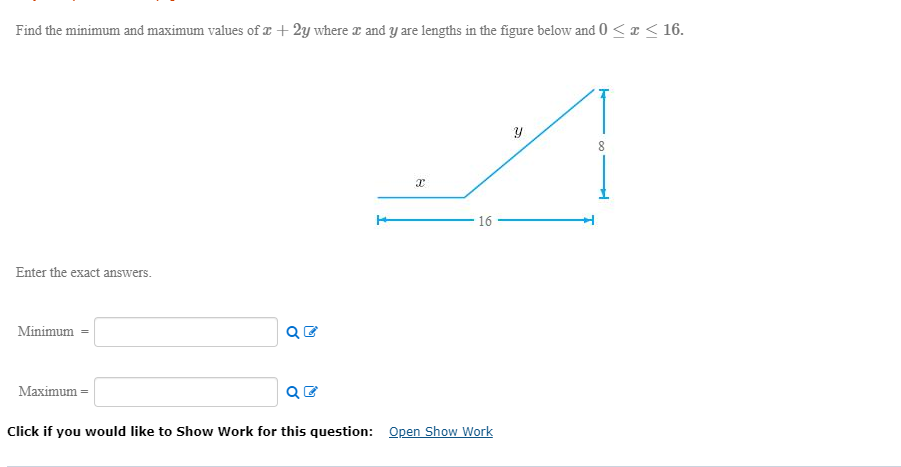 Solved Find the minimum and maximum values of x+2y where x | Chegg.com