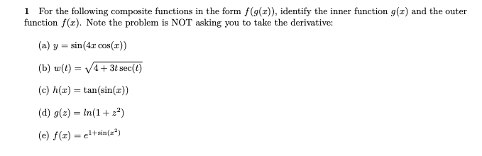 Solved 1 For the following composite functions in the form | Chegg.com
