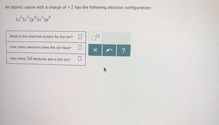 Solved An Atomic Cation With A Charge Of 2 Has The