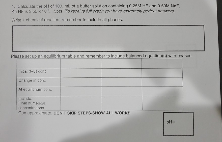 Solved 1. Calculate the pH of 100 mL of a buffer solution | Chegg.com