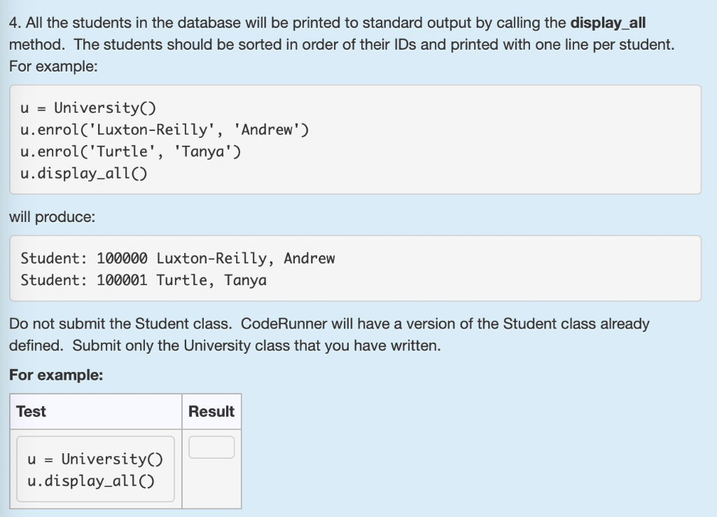 Solved A student class is defined as follows: class Student: | Chegg.com