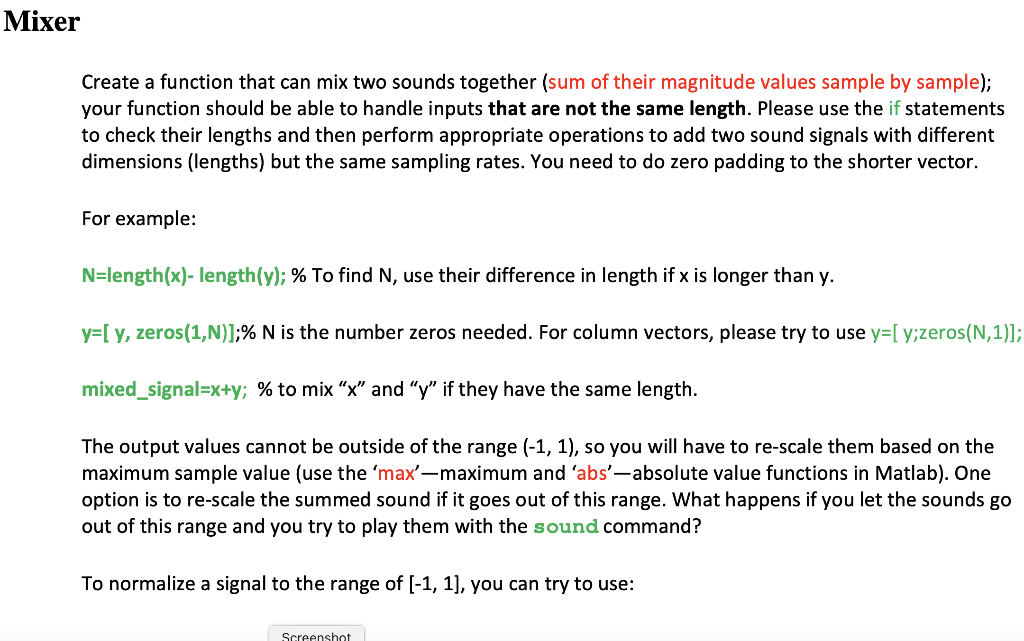 Solved Create a function that can mix two sounds together | Chegg.com Solved Create a function that can mix two sounds together | Chegg.com