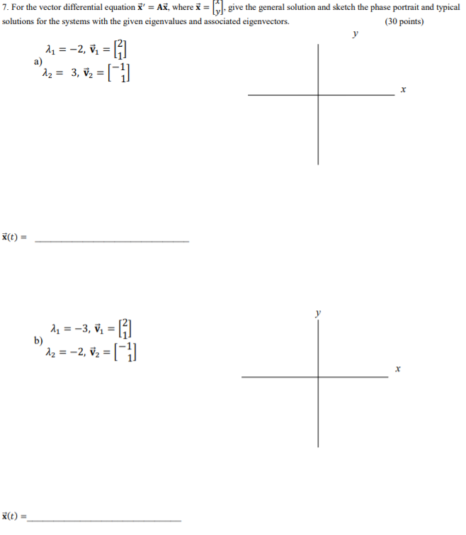 Solved 7. For the vector differential equation i' = Aš, | Chegg.com