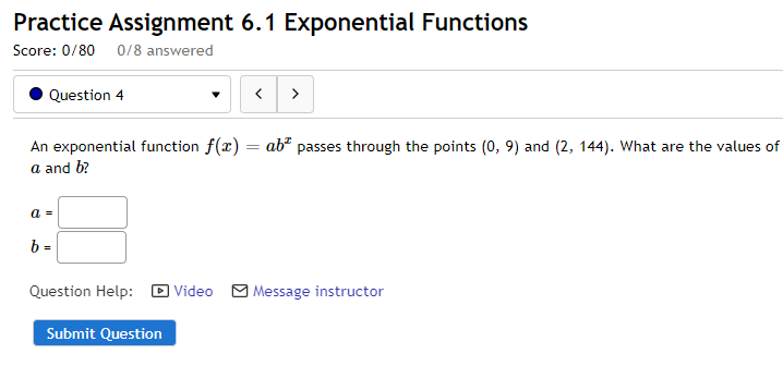 Solved Practice Assignment 6.1 Exponential Functions Score: | Chegg.com