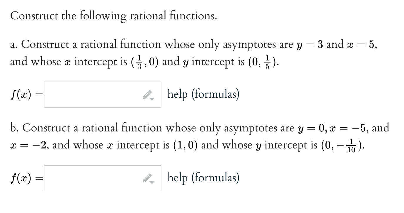 Solved Construct the following rational functions. a. | Chegg.com